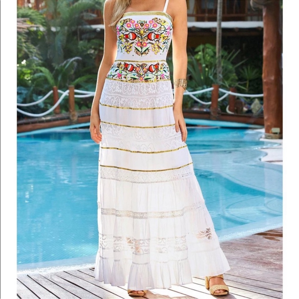 Boston Proper Sequin And Embroidered Lace Inset Maxi … - Gem
